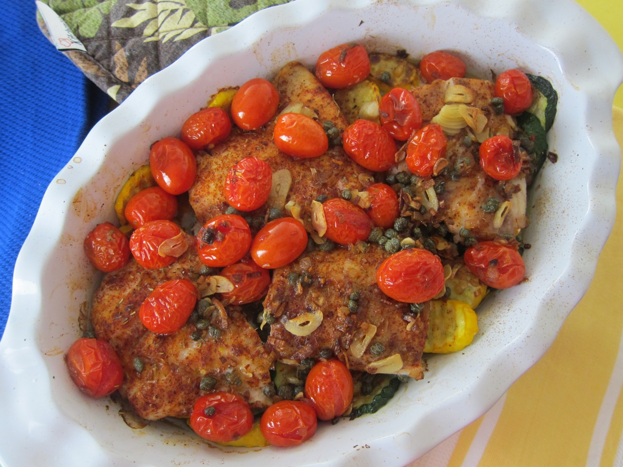 Cuisine Ici: Ocean Perch Baked with Cherry Tomatoes and Summer Squash