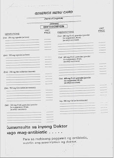 PHARMACY: Generics Menu Cards