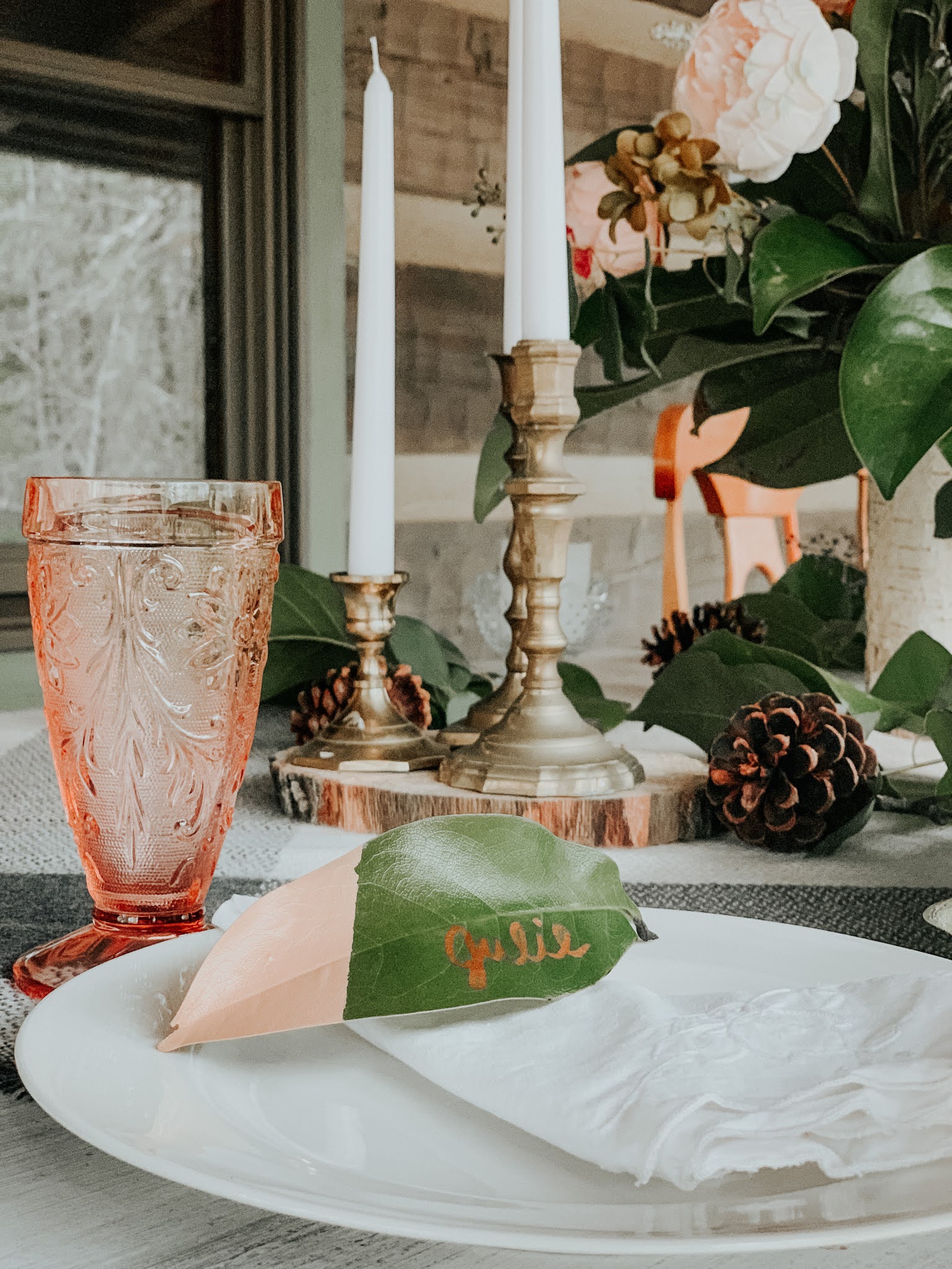 Rustic Pink Winter Tablescape | The Roots of Home