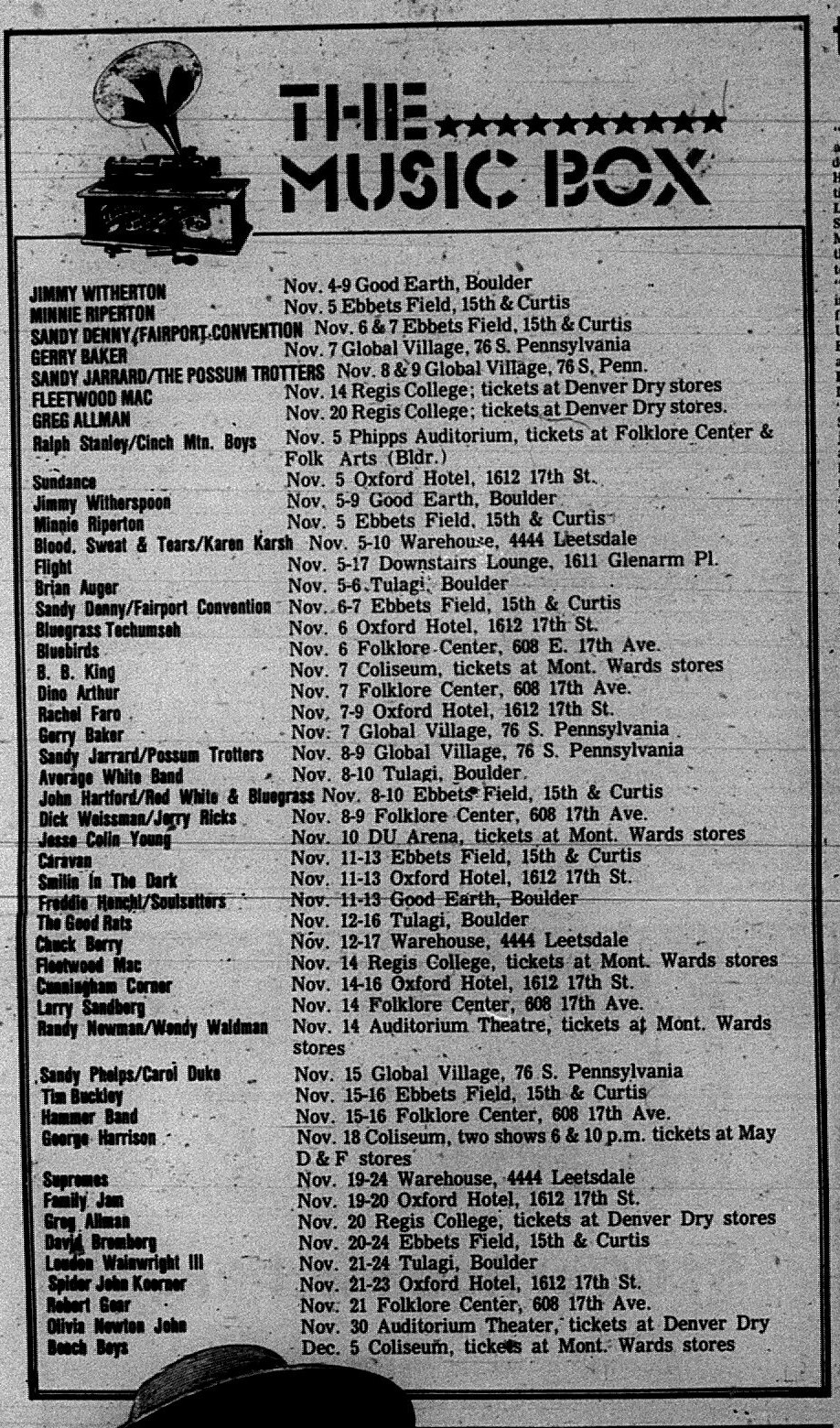 QueenCityJamz: Ebbets Field Denver 1974 Listings