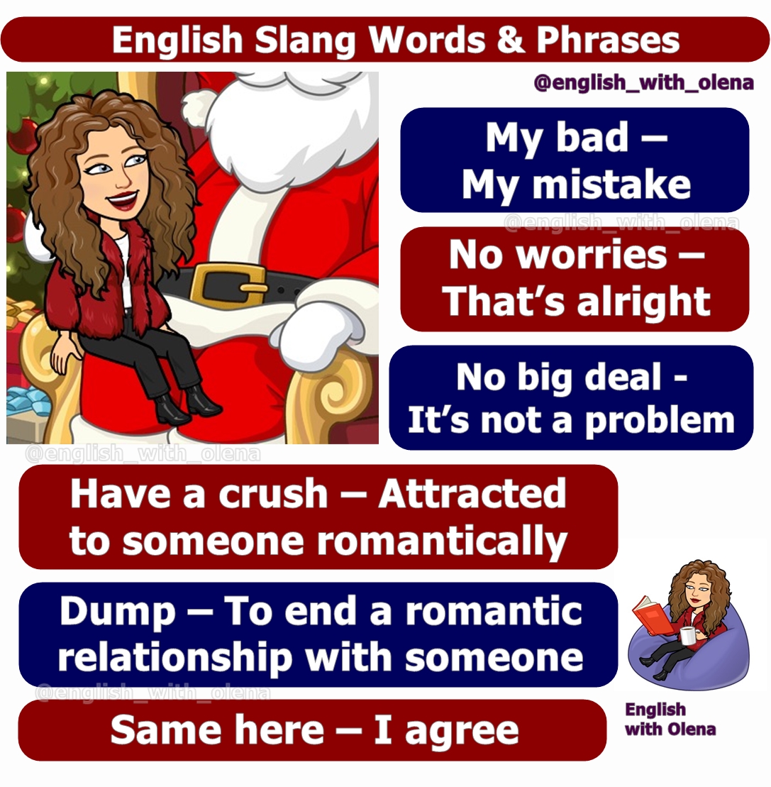 English With Olena Common English Slang Words Phrases english-with-olena-common-english-slang-words-phrases