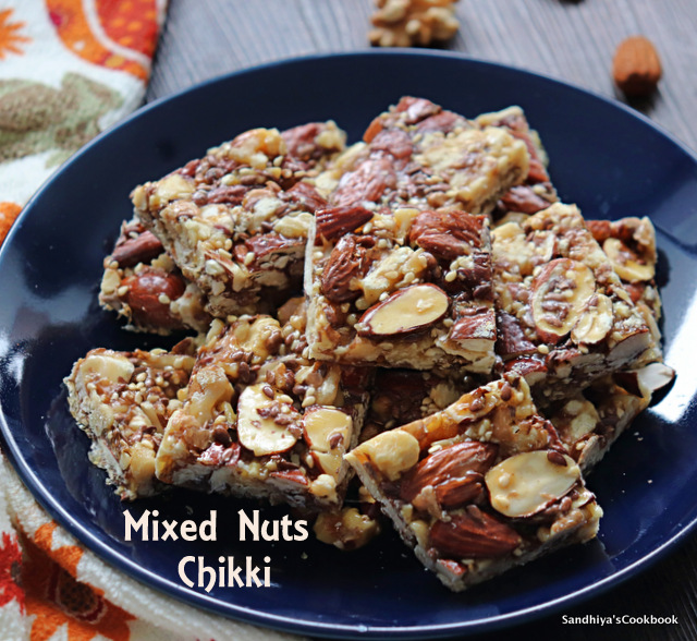 Sandhiya's Cookbook: Mixed Nuts Chikki | Dried Nuts Brittle