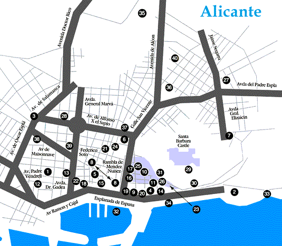 Alicante Tourism Map Regional | Map of Spain Tourism Region and Topography