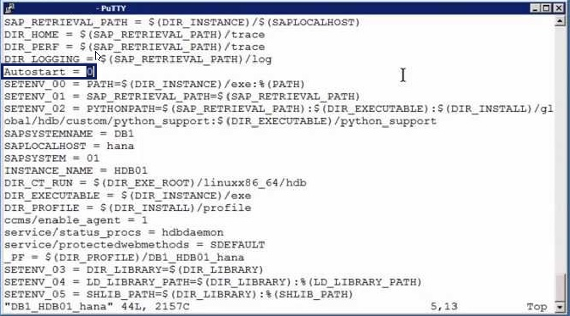 SAP BASIS COMPONENT: Enable auto start SAP hana after system reboot
