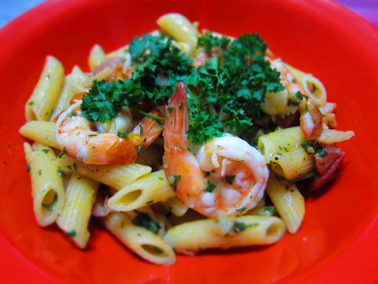 PapaCheong's 拿手好菜: Prawn Penne Pasta in Olive Oil Dressing