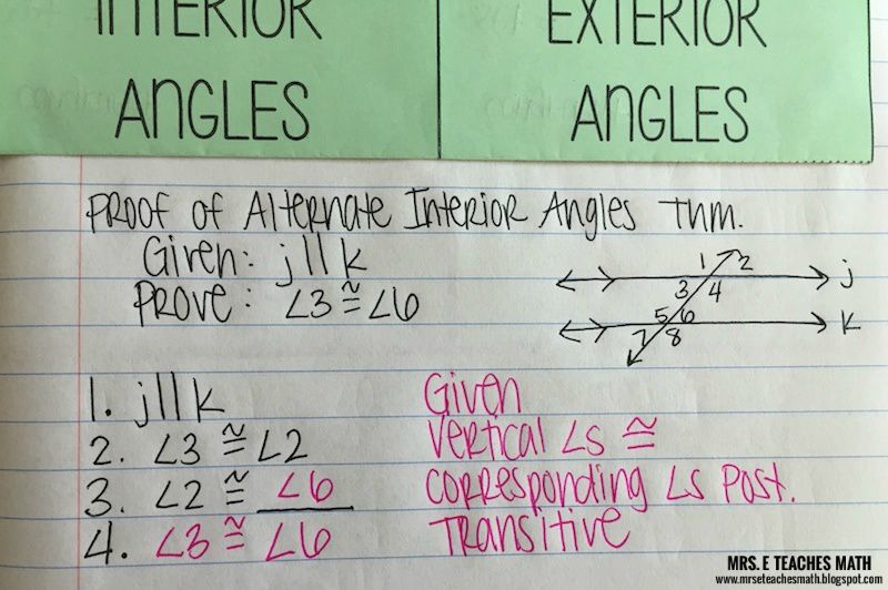 Parallel Lines with Transversals Interactive Notebook Page | Mrs. E ...