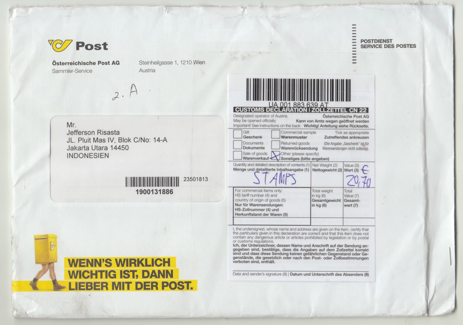MAIL NEVER STOPS.....: Cover from Austria Post
