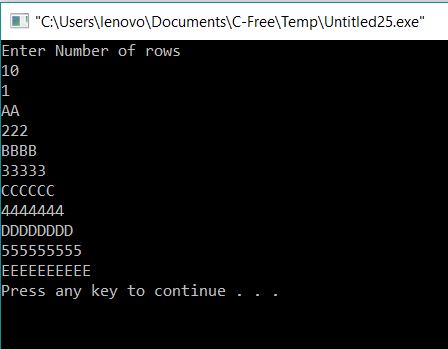 All C Programs: Program to Display Alpha Numeric Pattern