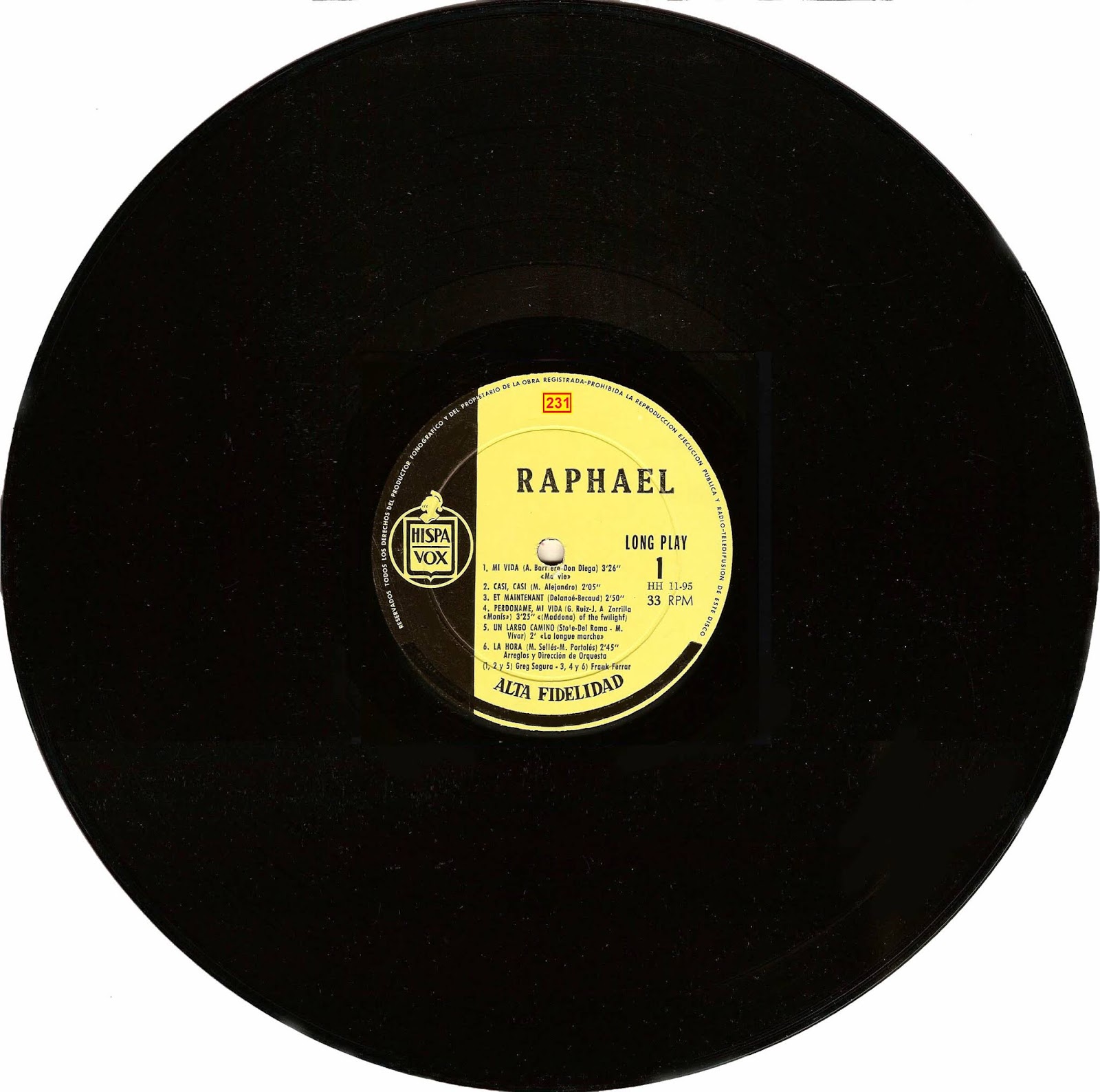 MUSICOTECA ALAY: RAPHAEL - (01) RAPHAEL (1965) LP