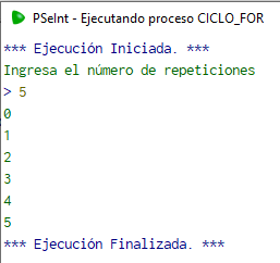 Ciclo For en PSeInt