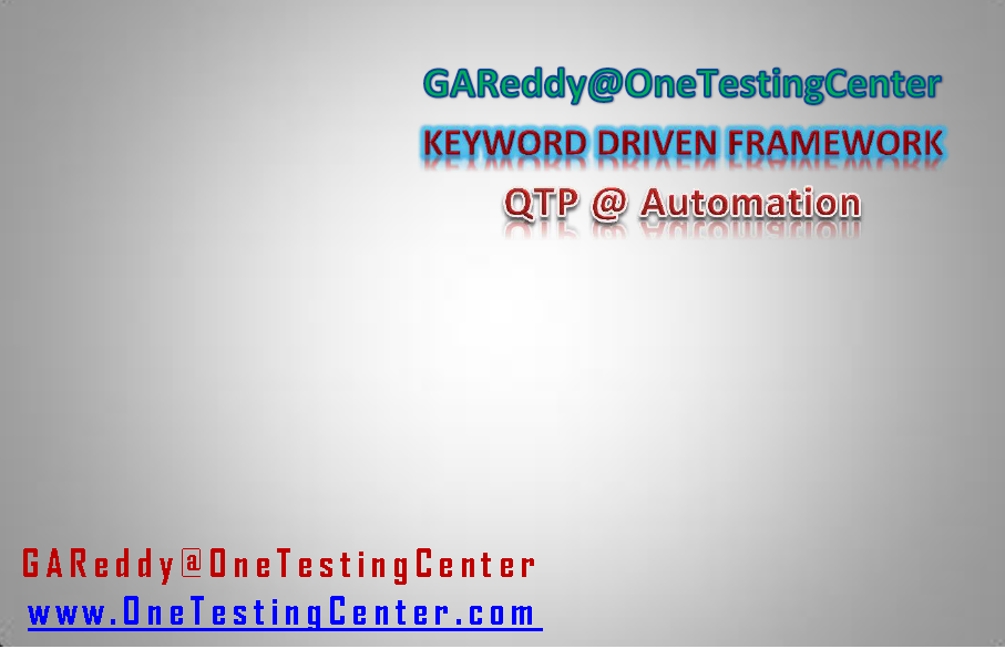Qtp Keyword Driven Automation Framework Video ~ Gareddy Qtp