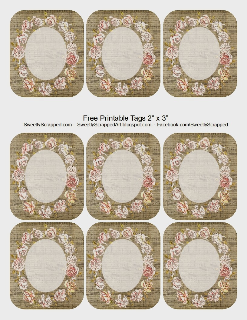 Sweetly Scrapped: Free Printable Rose Tags, Frame and Vintage Inspired