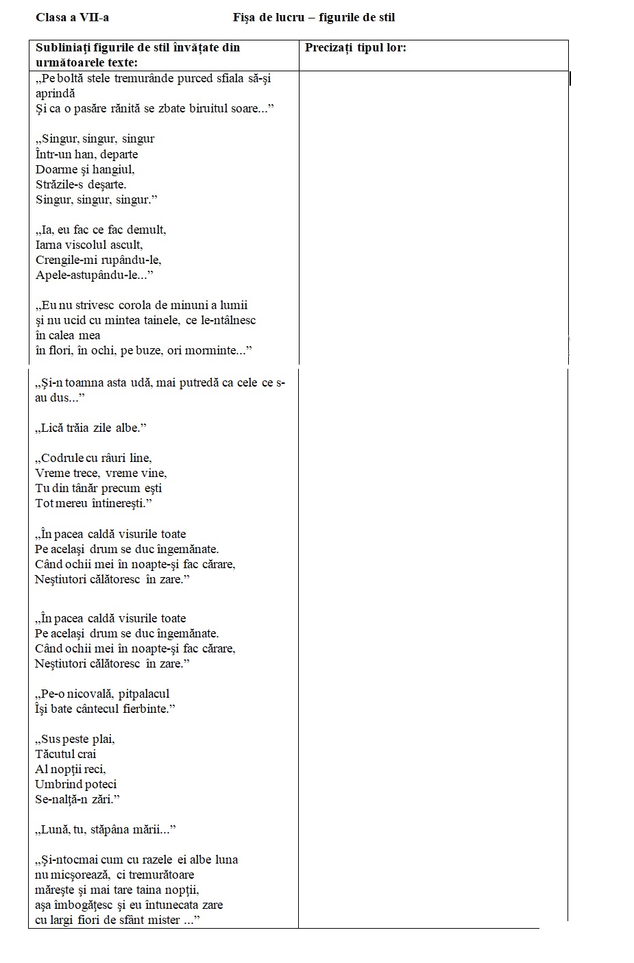 Limba romana - VII - Figurile de stil