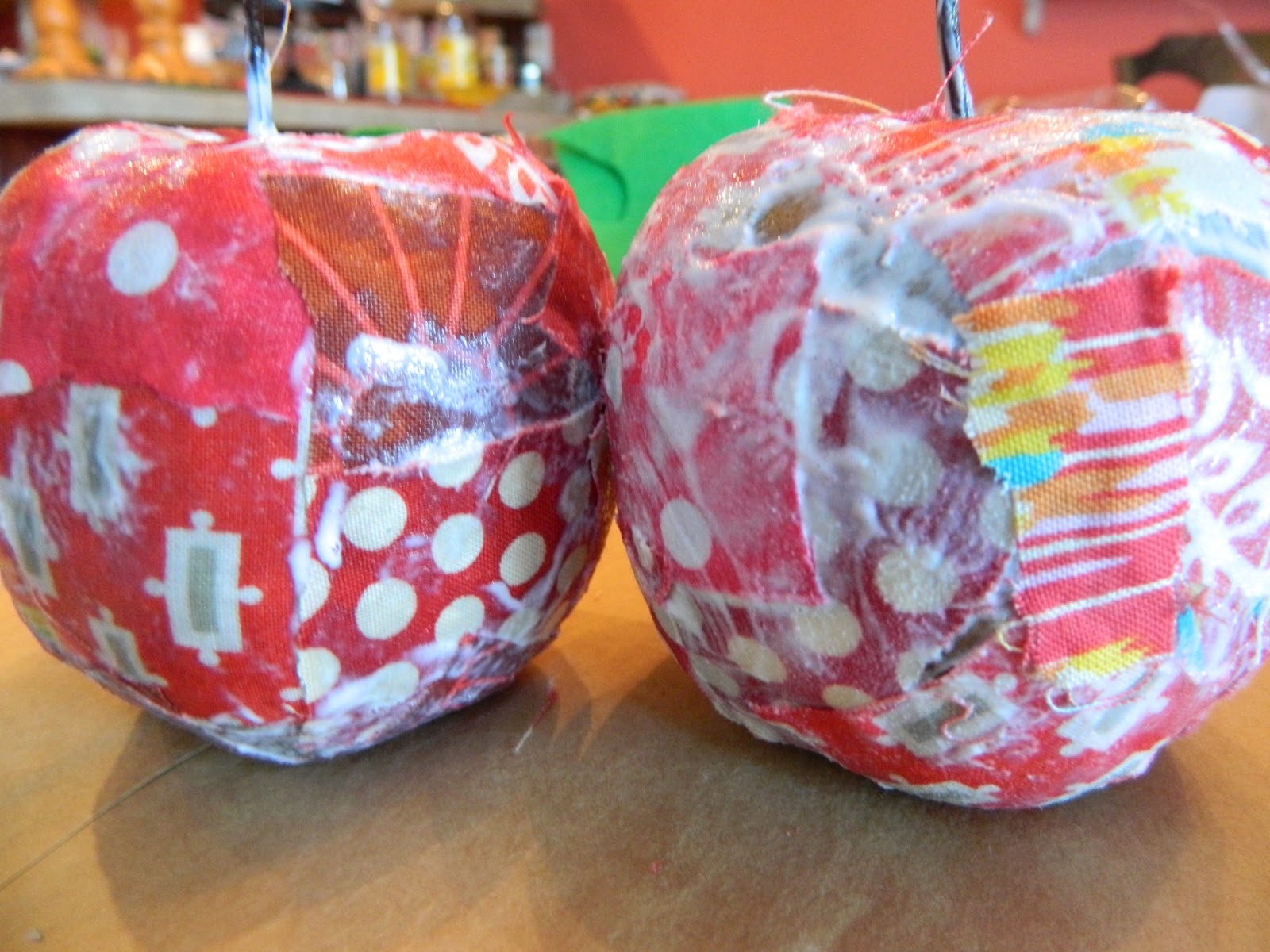 the vintage umbrella: paper mache apples