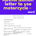 Authorization letter to use motorcycle - word | Sample contracts