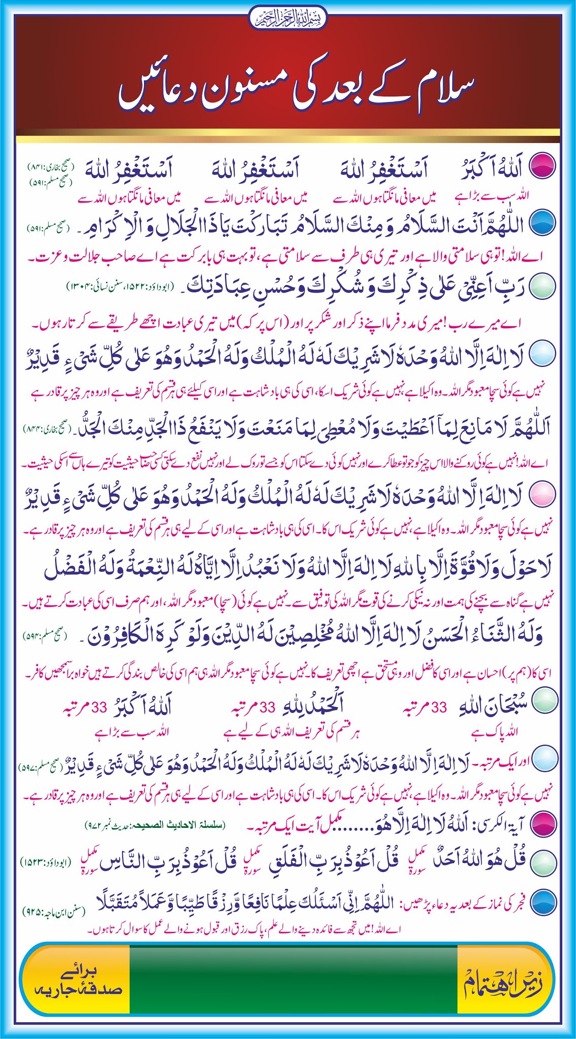 Namaz ke baad ke Azkar | Adhkar after Salah | أذكار بعد الصلاة المفروضة ...