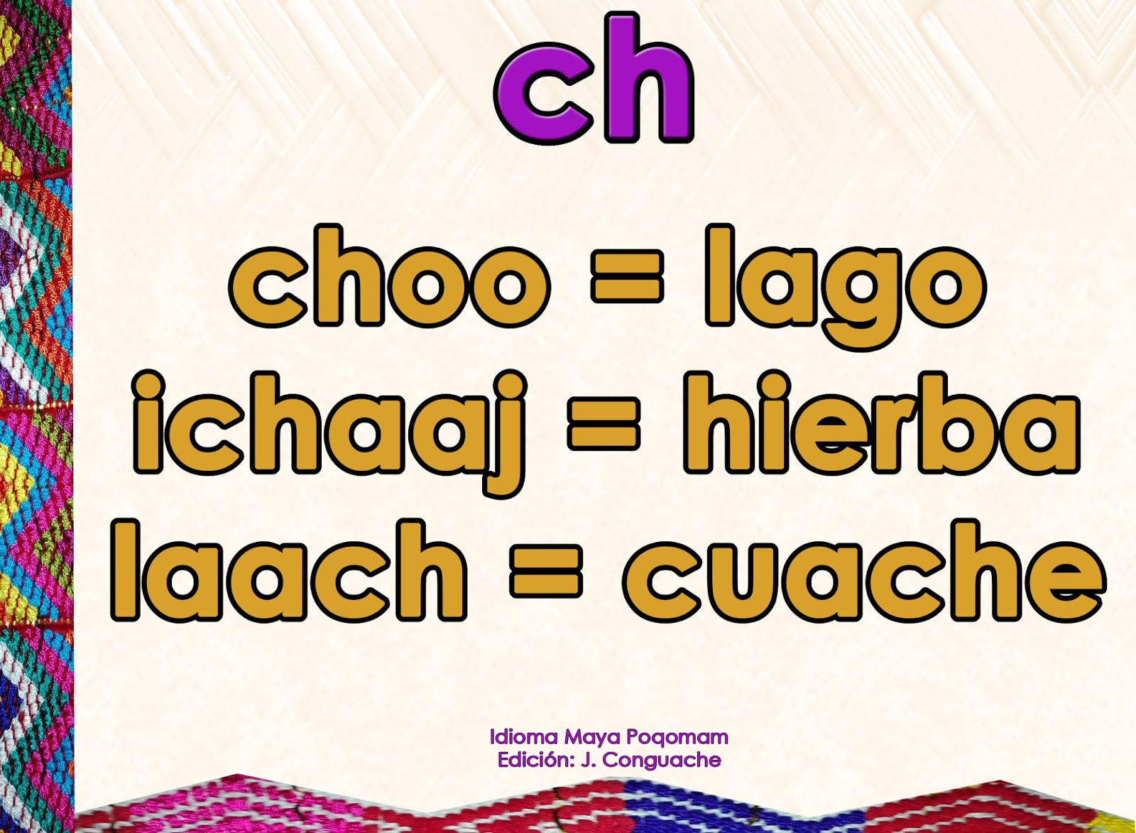 APRENDIZAJE DEL IDIOMA MAYA POQOMAM: ALFABETO POQOMAM