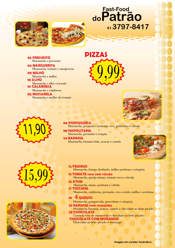 Escolha seu cardapio: Cardapios Modelos prontos