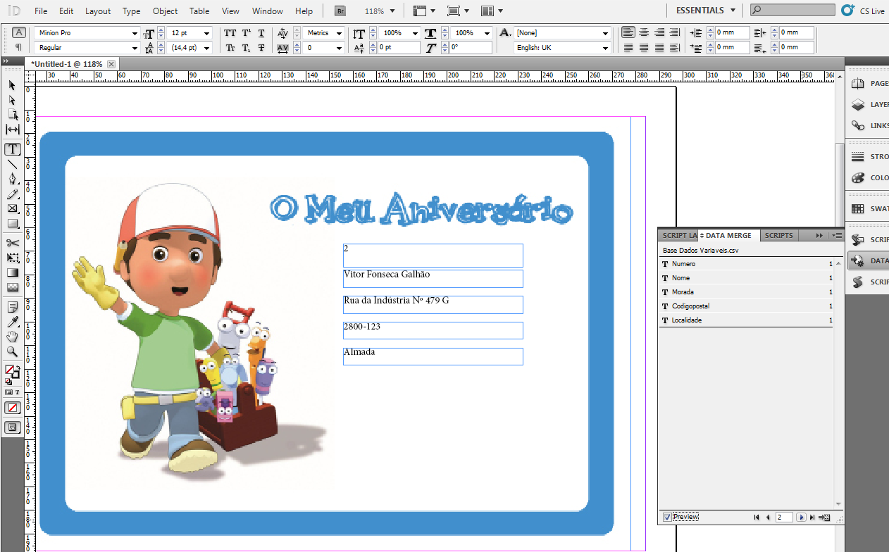 Variable Data Printing: Tutorial Dados Variáveis InDesign