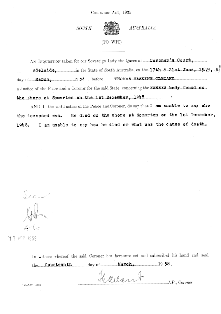 SOMERTON MAN: THE 1958 INQUEST FINDINGS PLUS DOWNLOADS ~ ....CARL ...