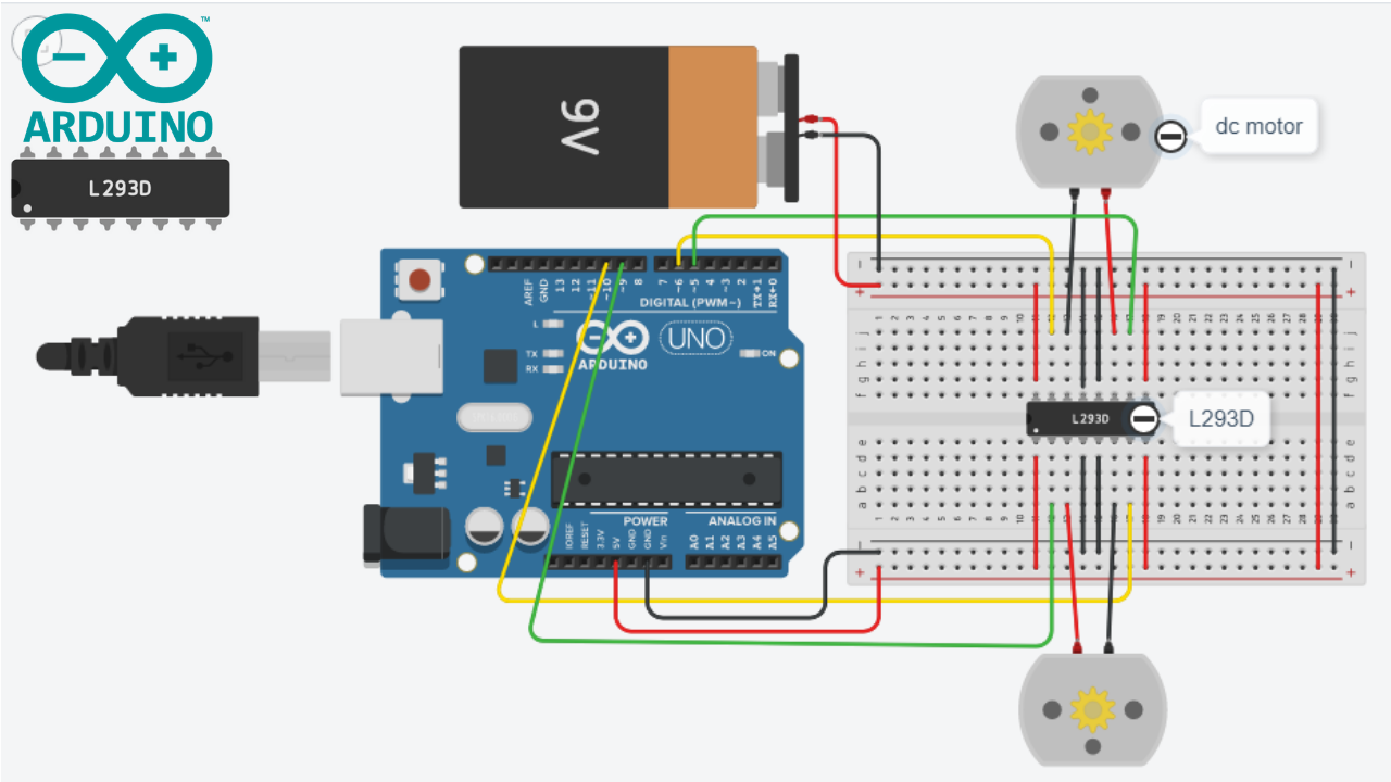 Arduino control dc motor l293d | arduino l293d motor driver