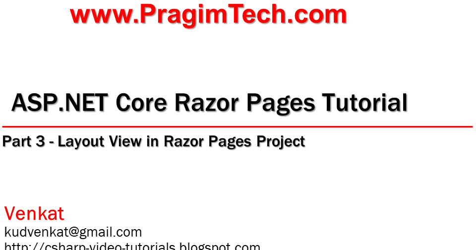Sql Server Net And C Video Tutorial Layout View In Razor Pages Project Slides