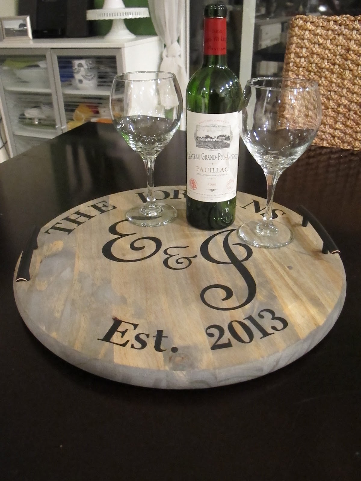 Wine Barrel Tray DIY - Made with Happy - Easy DIY Serving Tray