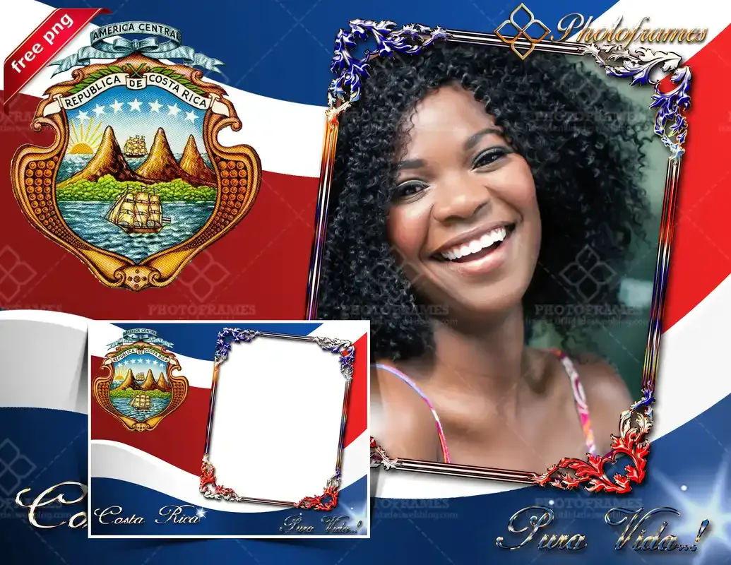 Marco digital con la bandera y escudo de Costa Rica | Photo Frames