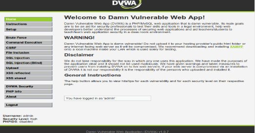 DVWA - Damn Vulnerable Web Application
