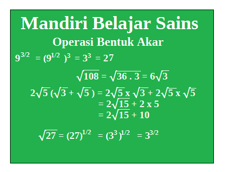 Operasi Bentuk Akar dan Soal Pembahasannya