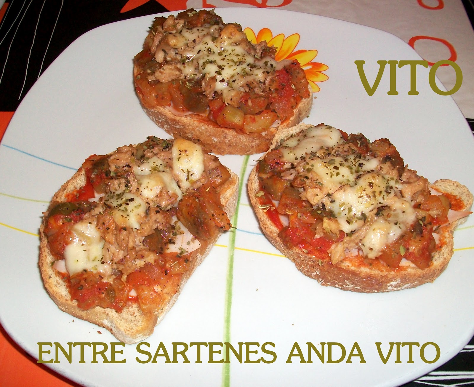 Recevitos: "Pan-Pizzas Integrales de Pisto y Atún"