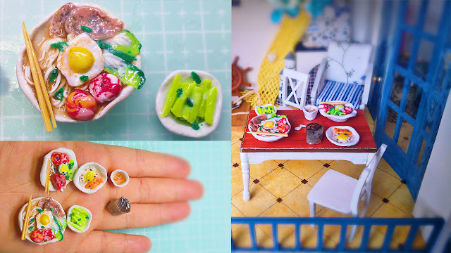 DIY Fake food - Miniature noodle Mini egg noodles, rib noodles, poached ...