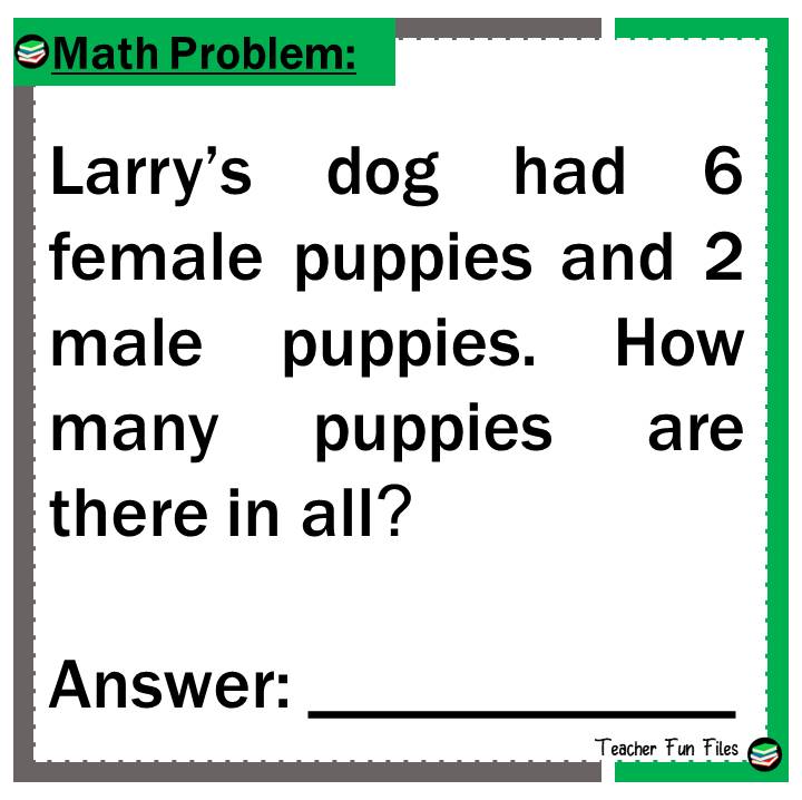 Teacher Fun Files: Simple Addition Word Problem Cards