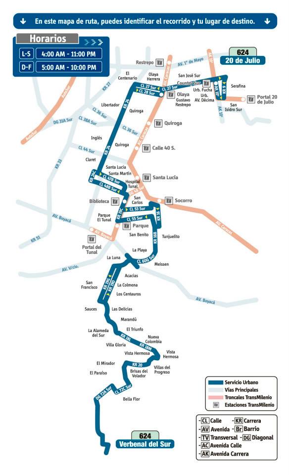 Todo Sobre SITP: 624 VERBENAL DEL SUR - 20 DE JULIO