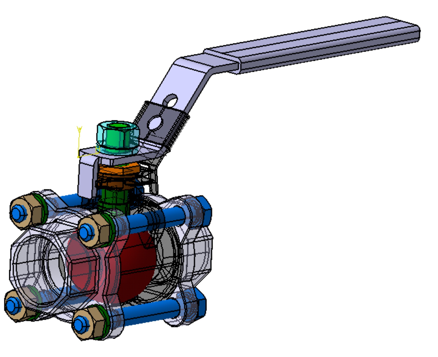 Práctica 5 Dibujo Industrial - Válvula de bola - 3 cuerpos