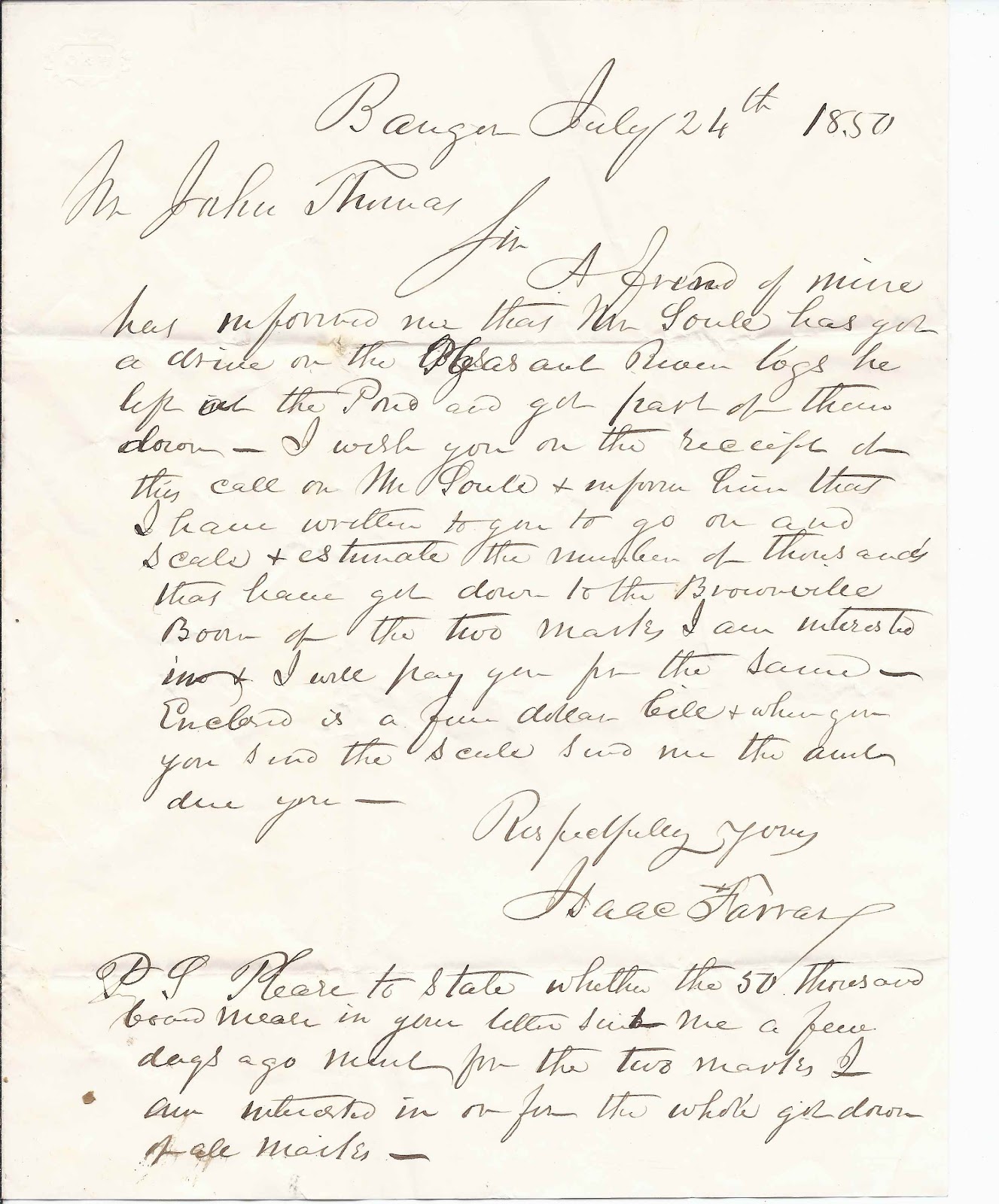 Heirlooms Reunited: 1850 letter from Isaac Farrar of Bangor, Maine, to ...