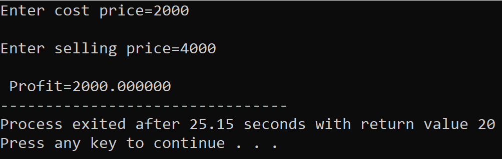 If the cost price and selling price of an item is input through the ...