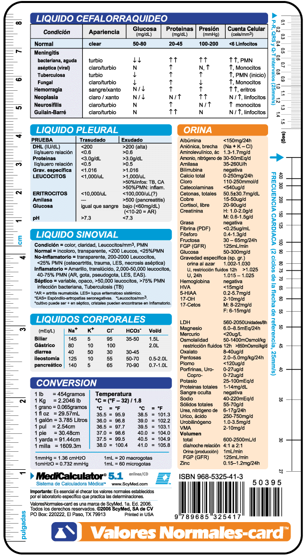 Valores normales de laboratorio ~ Cirugía II