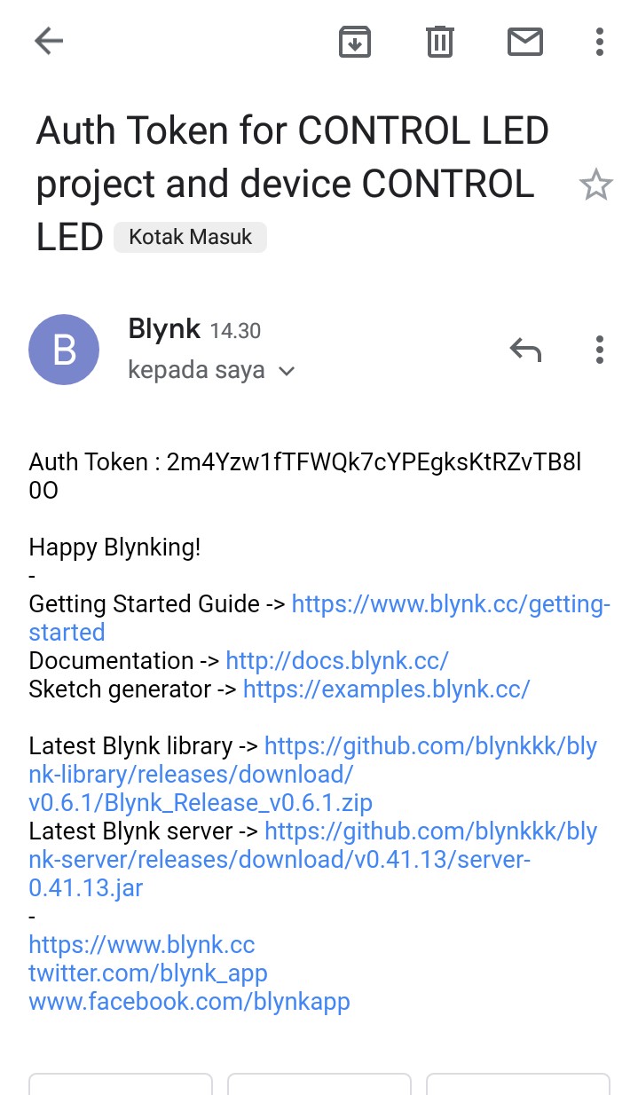 KONTROL LED DENGAN MENGGUNAKAN BLYNK | SINAU PROGRAMMING KONTROL LED DENGAN MENGGUNAKAN BLYNK | SINAU PROGRAMMING