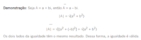 Propriedades do conjugado e do módulo de números complexos