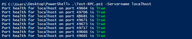Online Help: Powershell: Test RPC Connection and the RPC higher ports