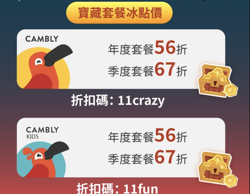 Discount on Cambly (promo code折扣碼優惠至2020.11.12)