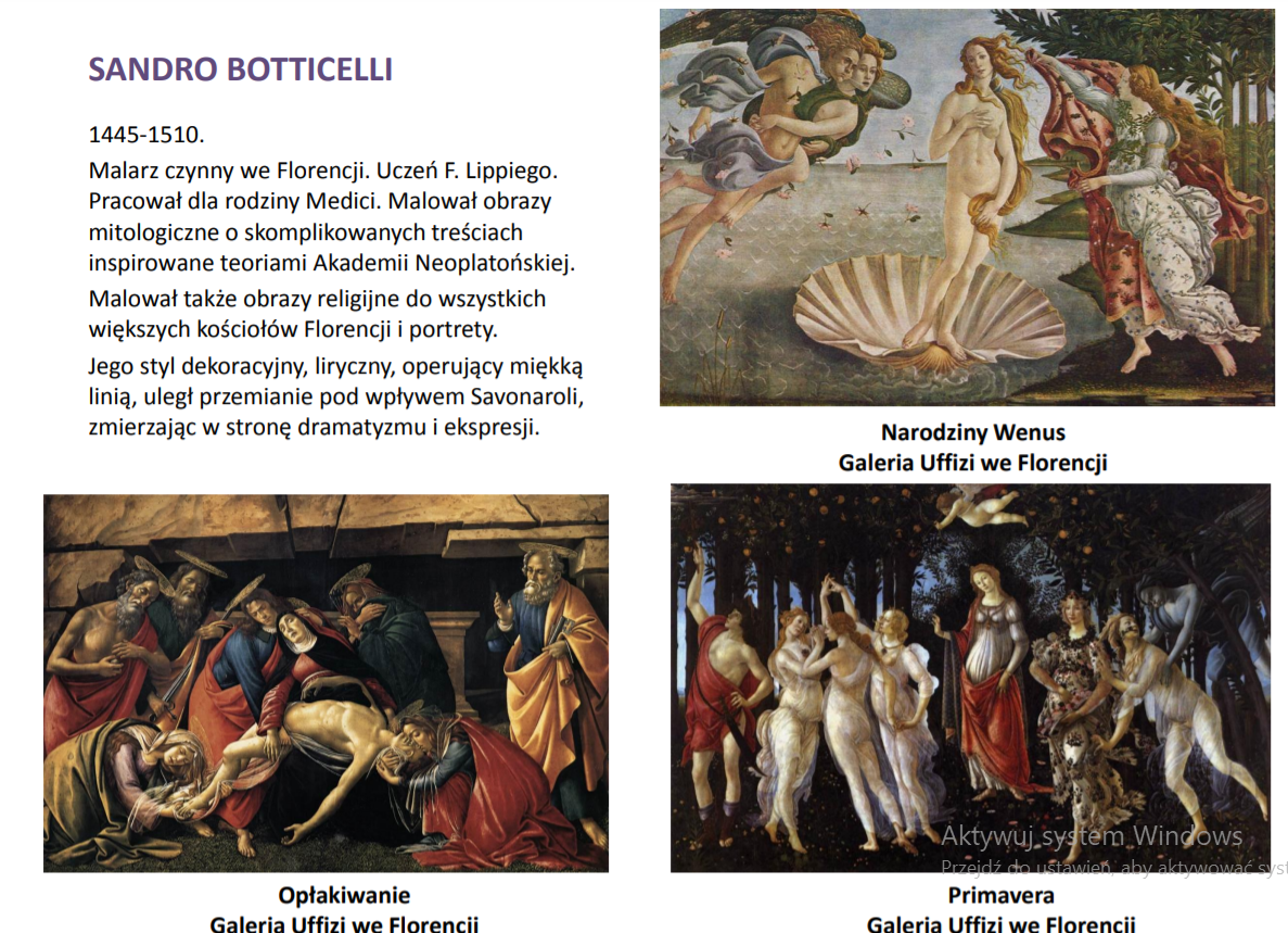 Klasa V - Malarstwo renesansu