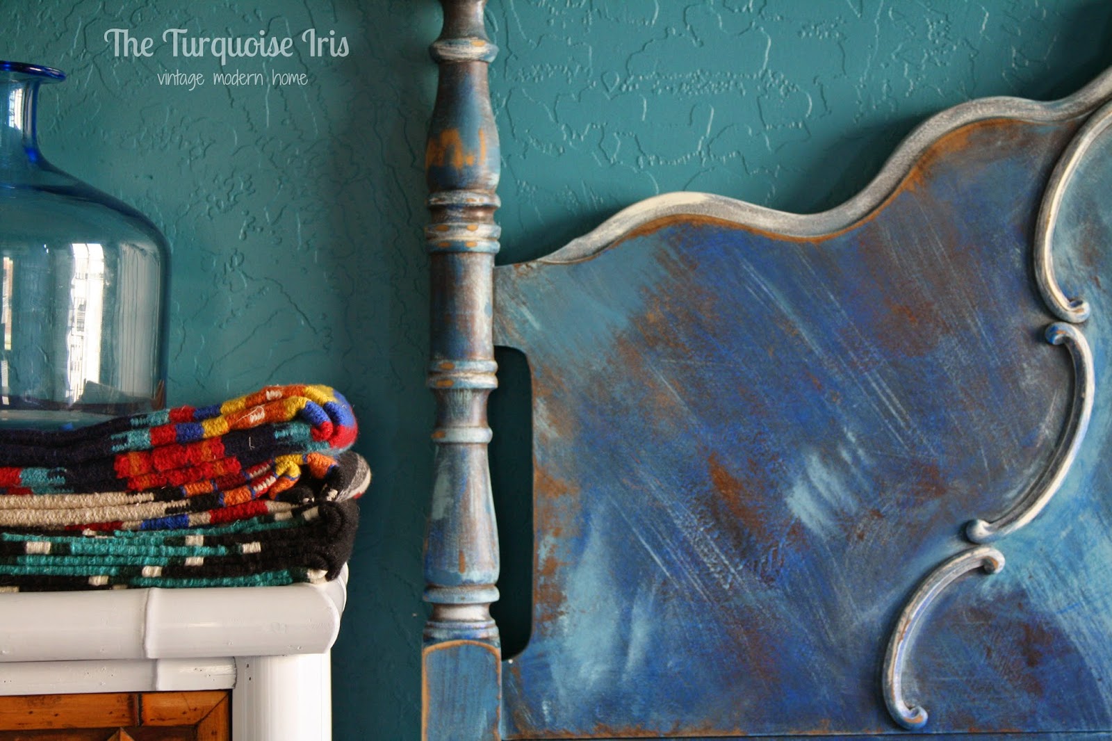The Turquoise Iris ~ Furniture & Art: Blue Poster Bed Makeover