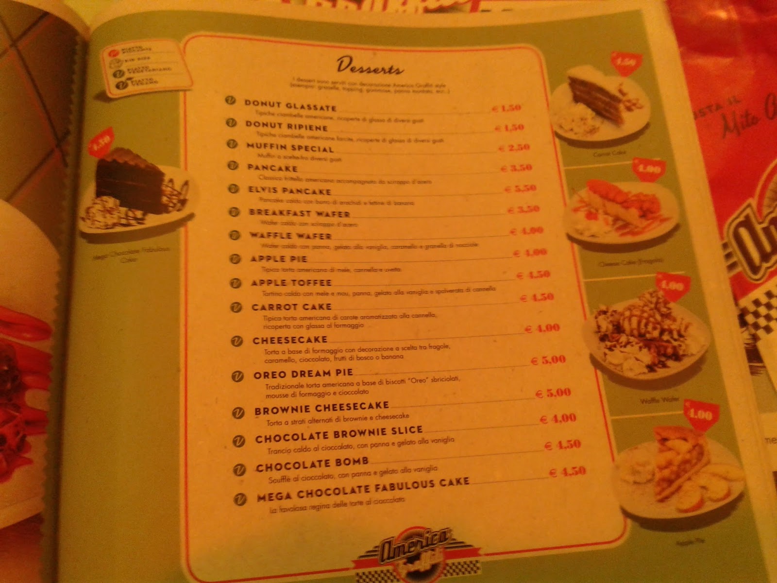 Menu e Prezzi: Menu della Catena di ristoranti America Graffiti ...