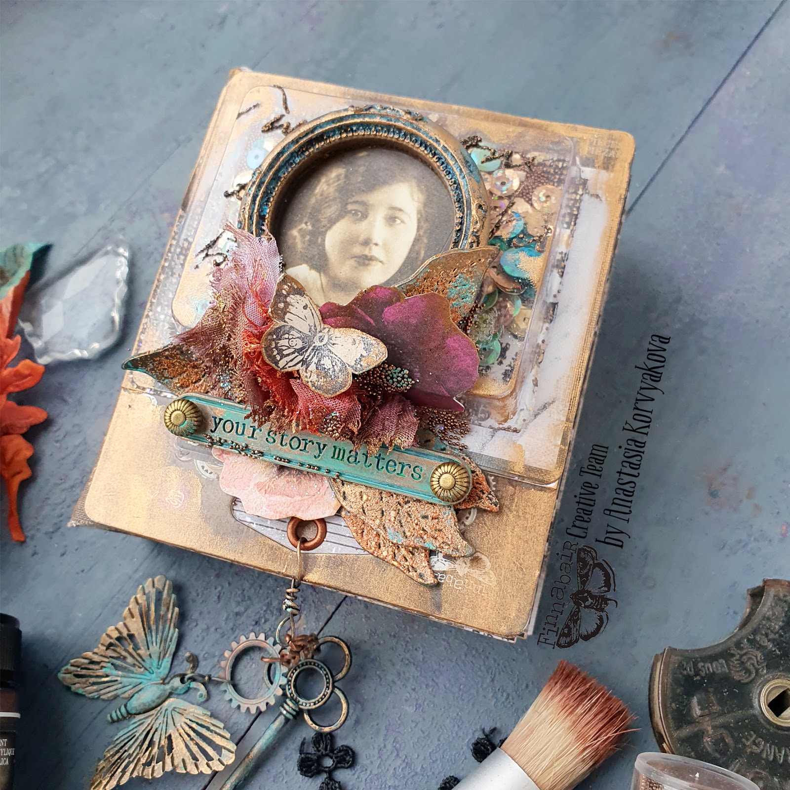 AnastasiaElena design: mixed media album cover shaker /+video tutorial