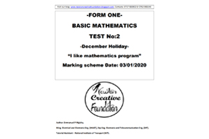 Test Two - Form One Class - Newton Creative Foundation