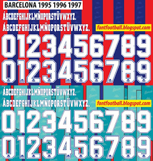 FONT FOOTBALL: Font Vector Barcelona 1995 1996 1997 kit