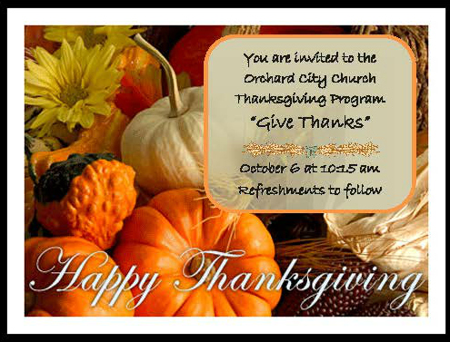 Orchard City Notes: Thanksgiving Program at Orchard City SDA Church