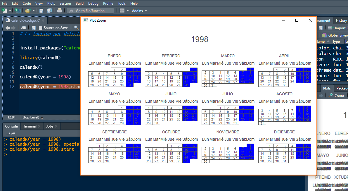 Hablamos R: Crear calendarios usando el paquete calendR